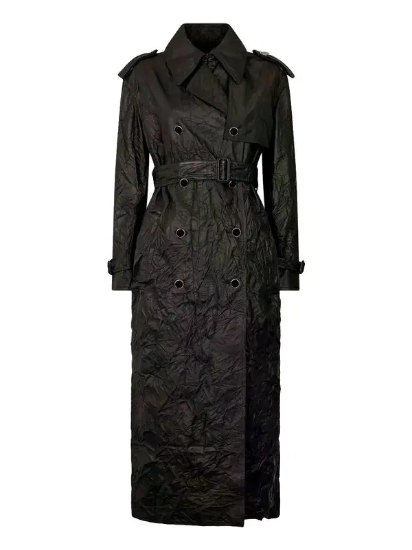 Roberto Cavalli Crinkled Trench Coat - Black