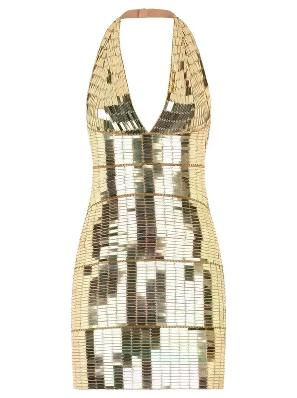 Roberto Cavalli Sequinned Mini Dress - Gold