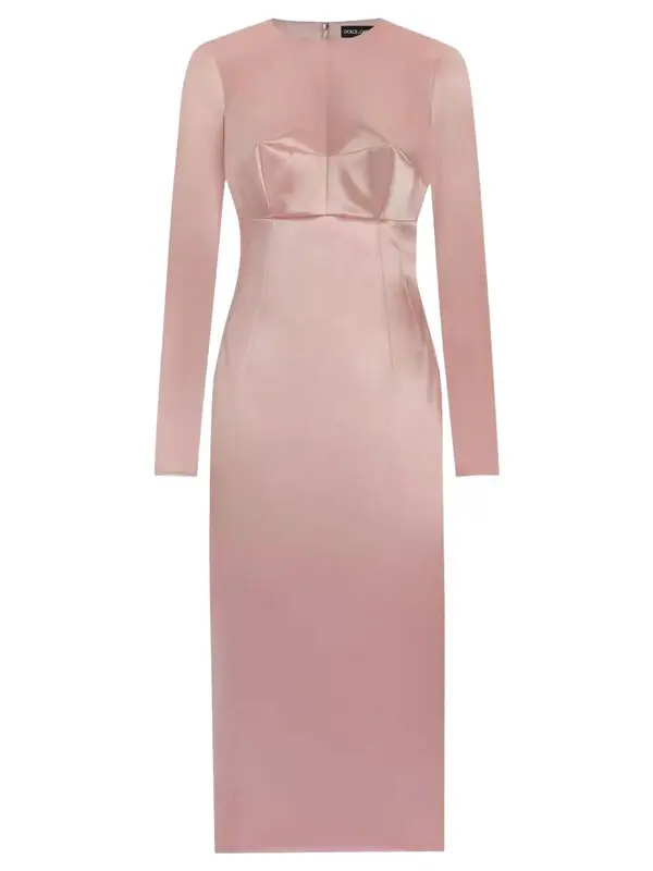 Dolce & Gabbana Round-neck Satin Midi Dress - Pink