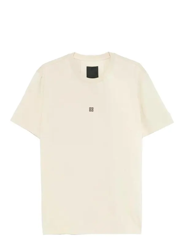 Givenchy 4g-embroidery Cotton T-shirt - Neutrals