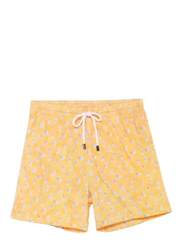 BARBA NAPOLI Cactus-print Swim Shorts - Orange