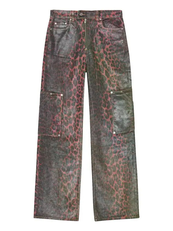 GANNI Leopard-print Jeans - Red