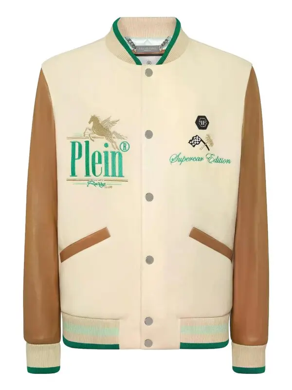 Philipp Plein Racing Club College Bomber Jacket - Neutrals