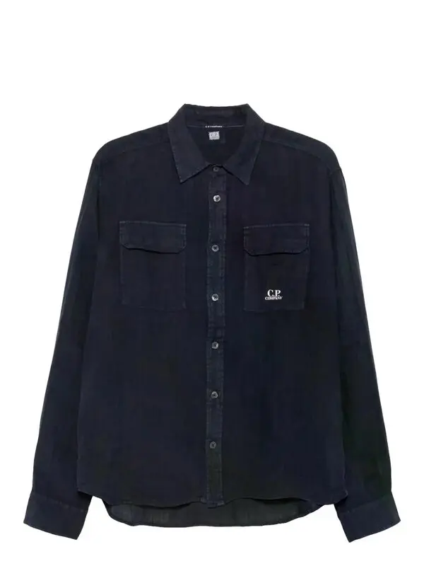 C.P. COMPANY Longsleeve Linen Shirt - Blue