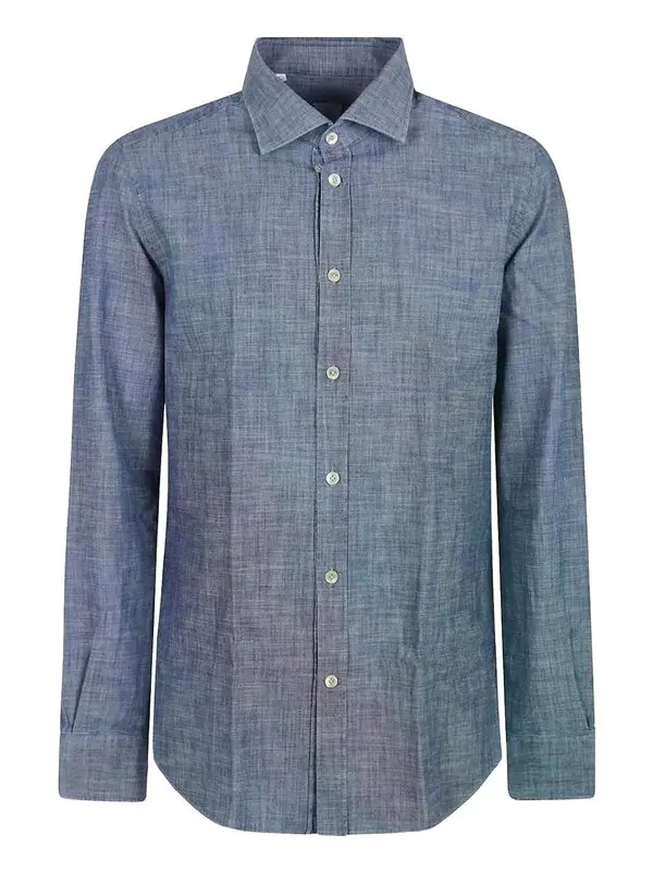 Eleventy Button-down Chambray Shirt - Blue