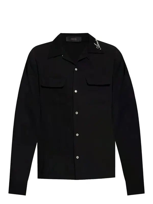 Amiri Logo-embroidered Collar Shirt - Black