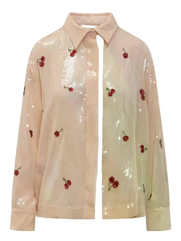 DES_PHEMMES Sequinned Shirt - Neutrals