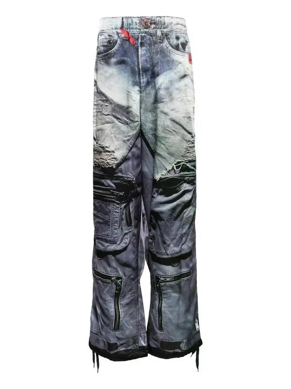 Mihara Yasuhiro X T.a.t.a Trompe-l'oeil Archive Printed Trousers - Navy