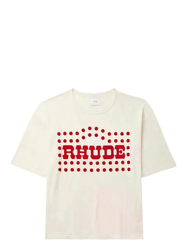 Rhude Flocked Burnout T-shirt - Neutrals