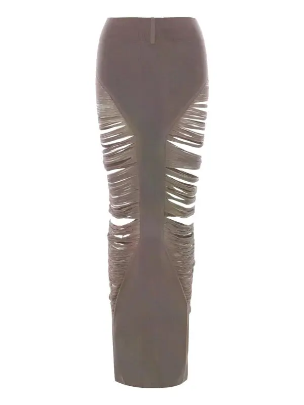 Rick Owens Pillar Fringed Midi Skirt - Neutrals