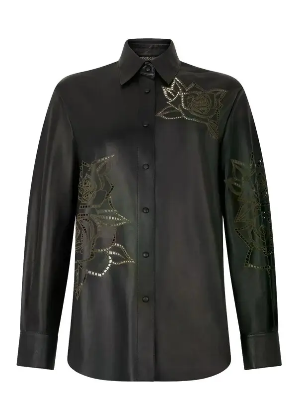 Roberto Cavalli Floral-detail Shirt - Black