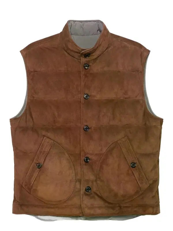 Ralph Lauren Purple Label Suede Gilet - Brown
