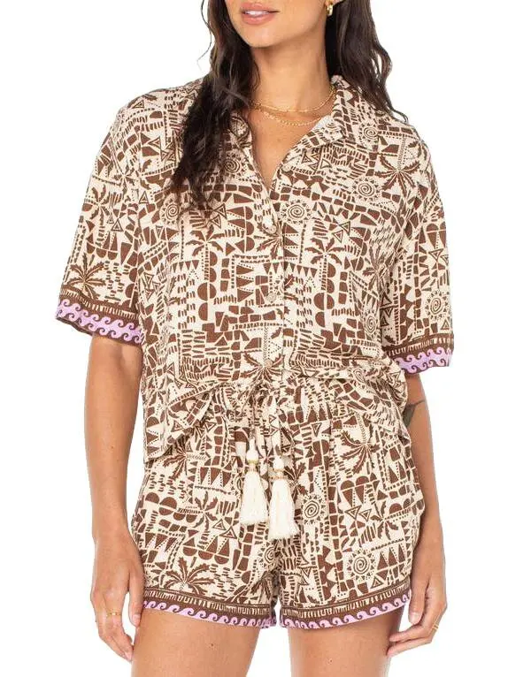 Roxy Kihei Short Sleeve Button-up Shirt - Tiramisu