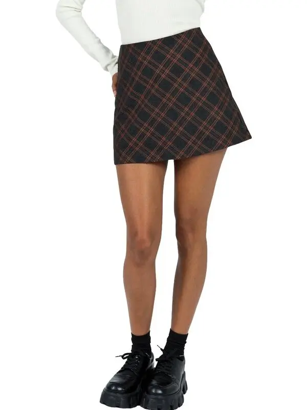 Princess Polly Fike Plaid Mini Skirt - Grey