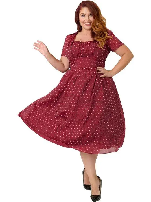 Unique Vintage 1950s Libby Swing Dress - Burgundy