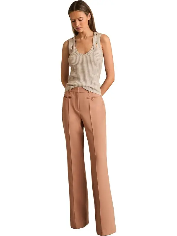 REISS Abbey Flared Trousers - Tan