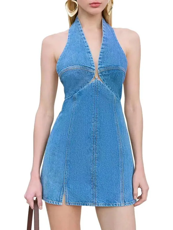 Cult Gaia Rumi Denim Halterneck Dress - Blue