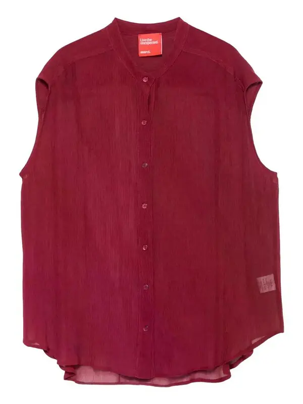 MERCI Semi-sheer Sleeveless Shirt - Red