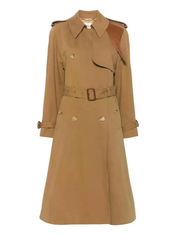 Chloé Gabardine Trench Coat - Neutrals