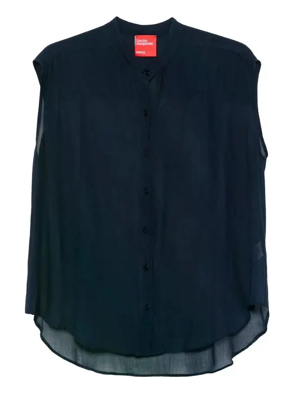 MERCI Semi-sheer Sleeveless Shirt - Blue