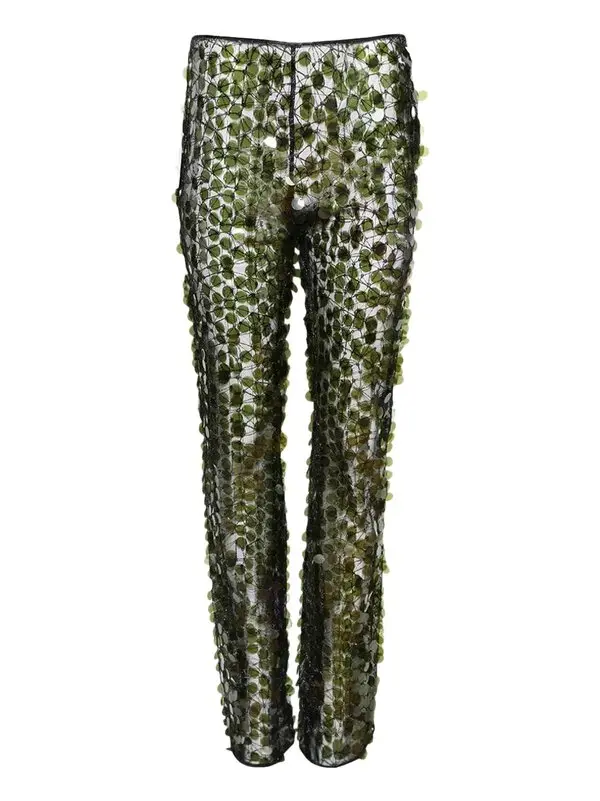 Coperni Sequinned Flared Trousers - Green