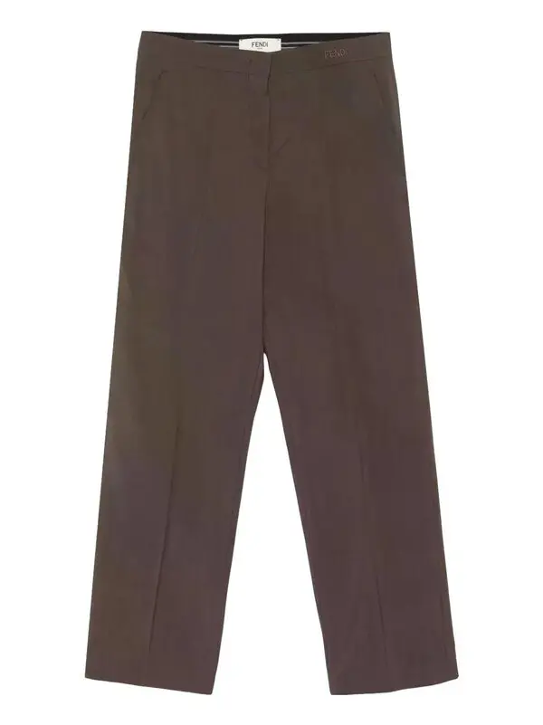 Fendi Logo-embroidered Trousers - Brown