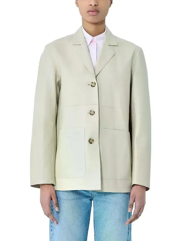 TOTEME Single-breasted Leather Blazer - Neutrals
