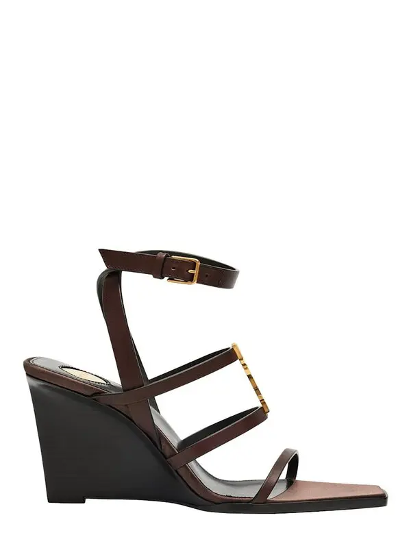 Saint Laurent Cassandra Wedge Sandals - Nero