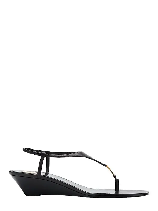 Saint Laurent Cassandra Wedge Sandals - Noir