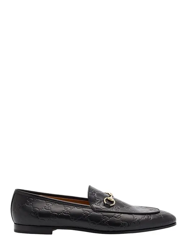 Gucci Jordaan Gg Embossed Leather Loafers - Black