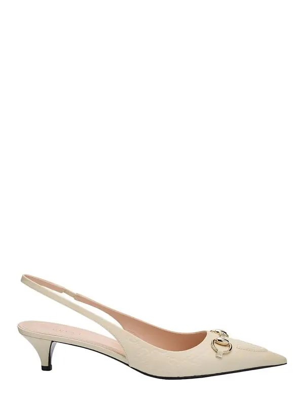 Gucci Erin Gg Leather Bit Slingback Pumps - New Ivoire
