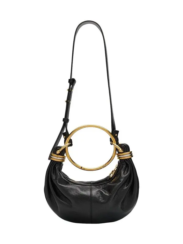 Chloé Mini Bracelet Grained Leather Shoulder Bag - Black