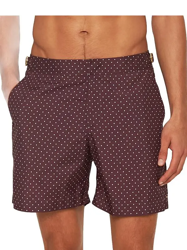 Orlebar Brown Bulldog Polka Dot 6" Swim Trunks - Damson