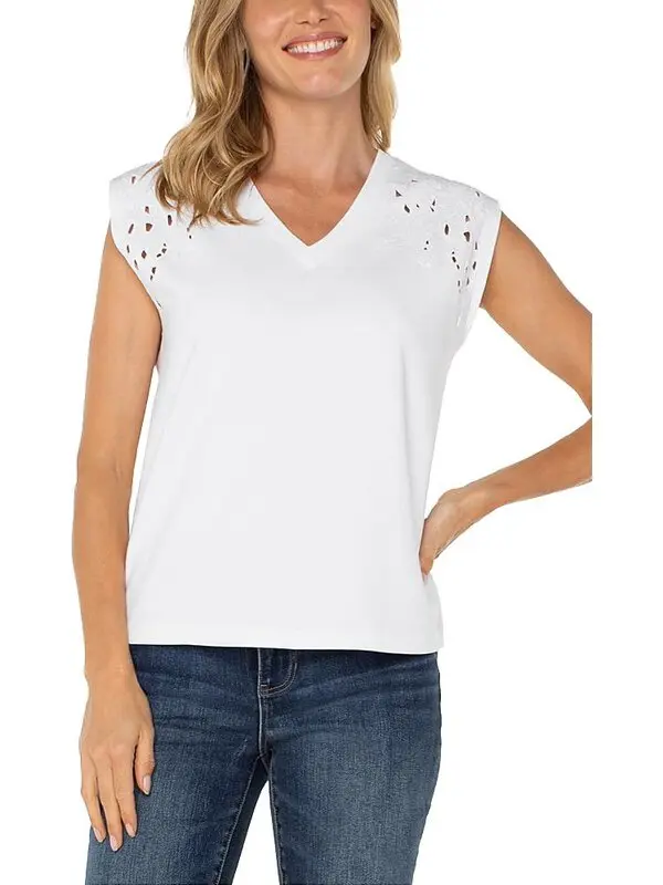 LIVERPOOL Cap Sleeve Top - White