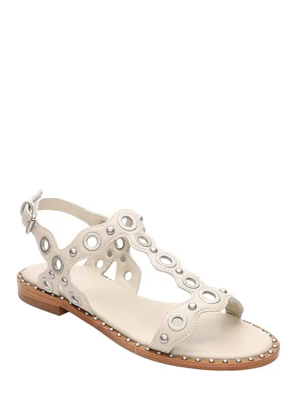 Ash Embellished Leather Sandals - Cream