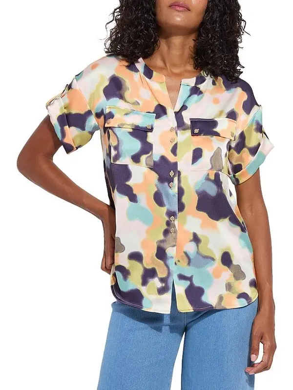 Lyssé Olena Drop Shoulder Utility Blouse - Ethereal Camo