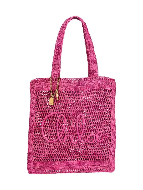 Chloé Raffia Tote - Fuchsea Rose
