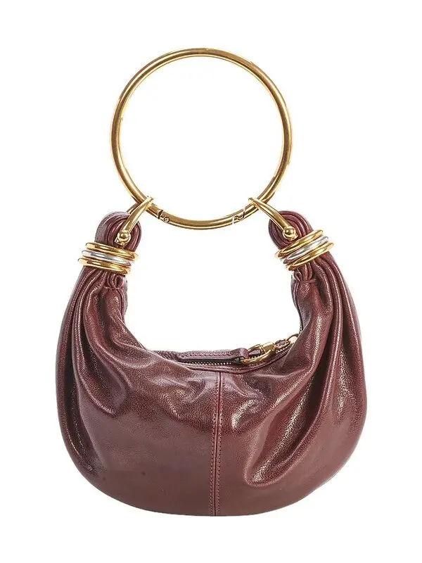 Chloé Bracelet Mini Leather Hobo Bag - Grenat