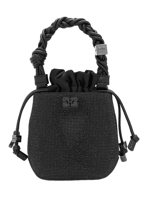 GANNI Bou Mini Satin Bucket Bag - Black