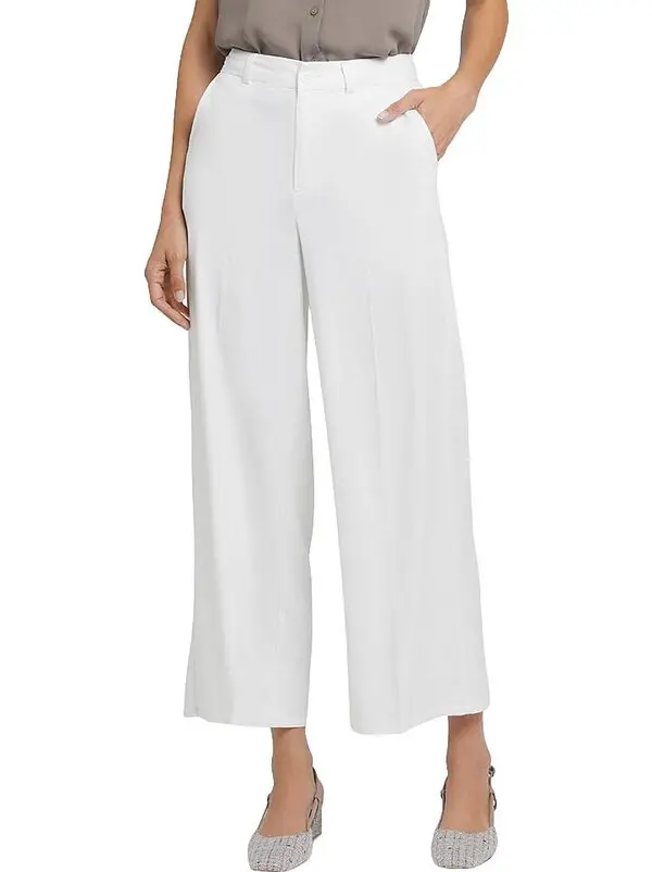 NYDJ Linen Blend Wide Leg Trousers - White