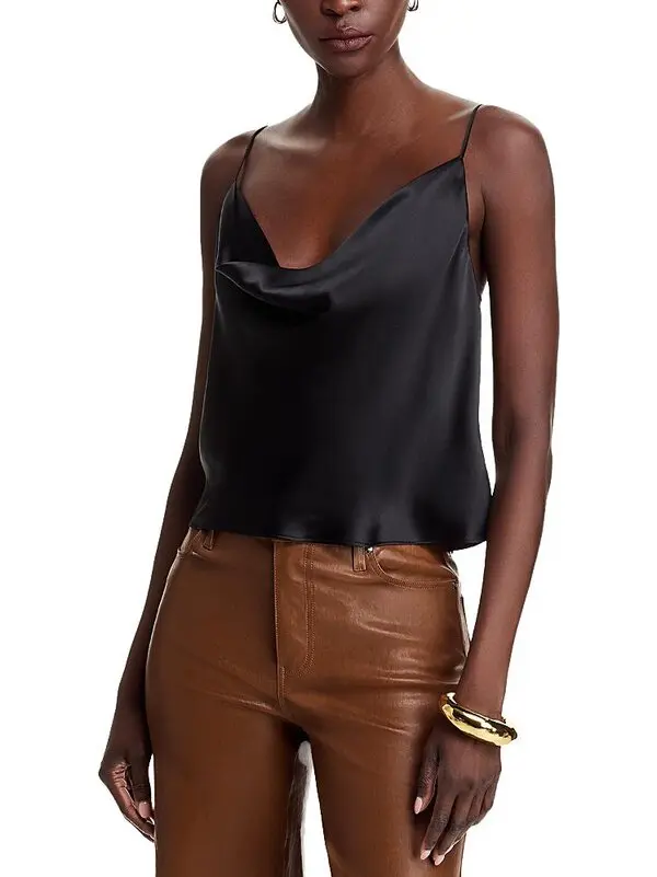 L'Agence Calista Silk Cowl Neck Camisole - Black