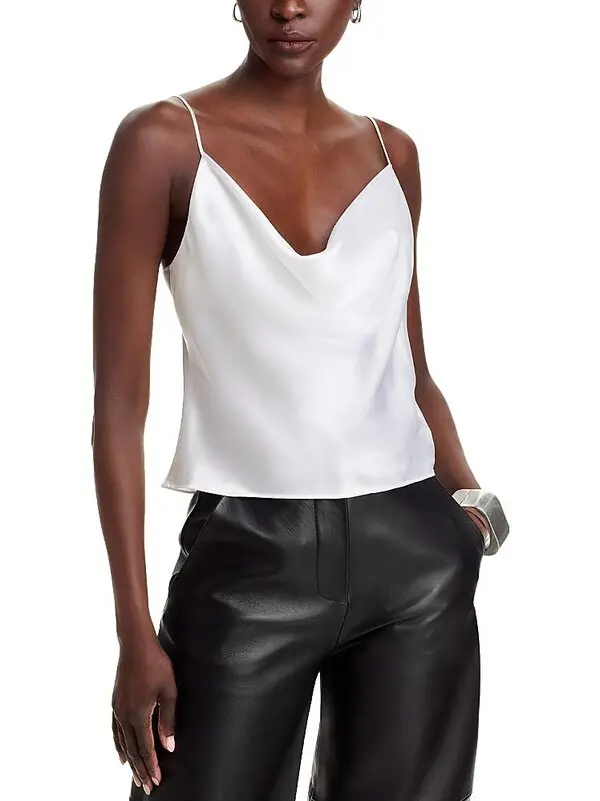 L'Agence Calista Silk Cowl Neck Camisole - White