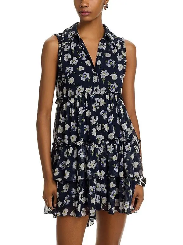 Cinq À Sept Becci Tossed Poppies Mini Dress - Navy Multi