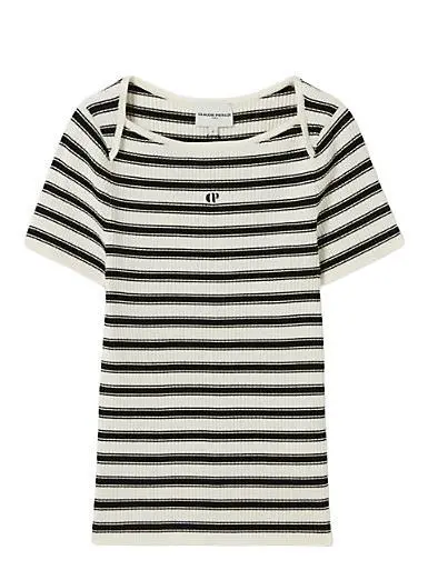 Claudie Pierlot Logo-embroidered Short-sleeve Knitted T-shirt - Naturels