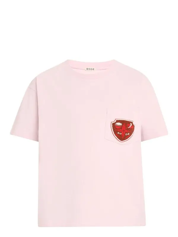 BODE Beaded Crest Pocket T-shirt - Pink