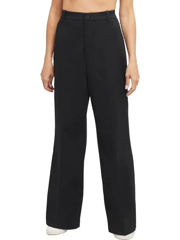 Spanx Super Smooth Stretch Twill Wide Leg Pant - Classic Black