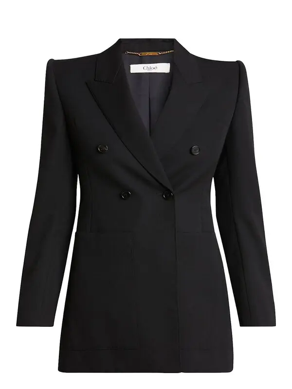Chloé Double-breasted Tailored Jacket With Patch Pockets - Black