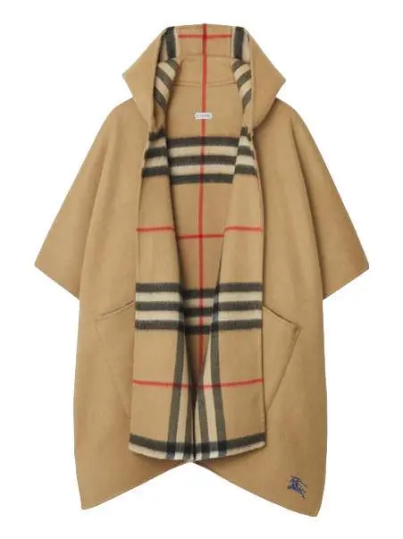 Burberry Cashmere Hooded Cape - Archive Beige
