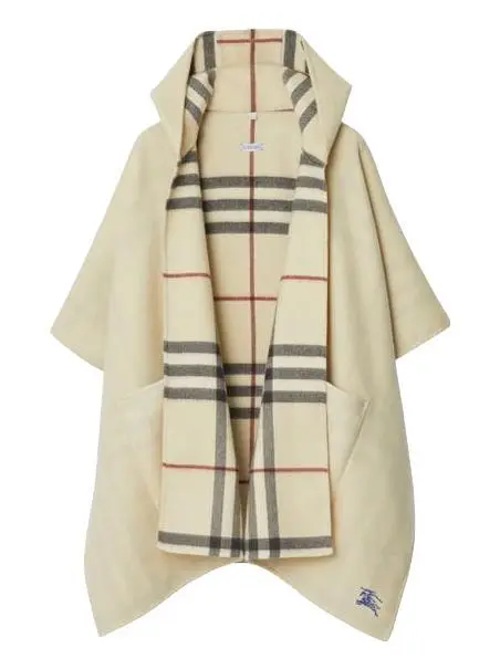 Burberry Ekd Cashmere Hooded Cape - Stone