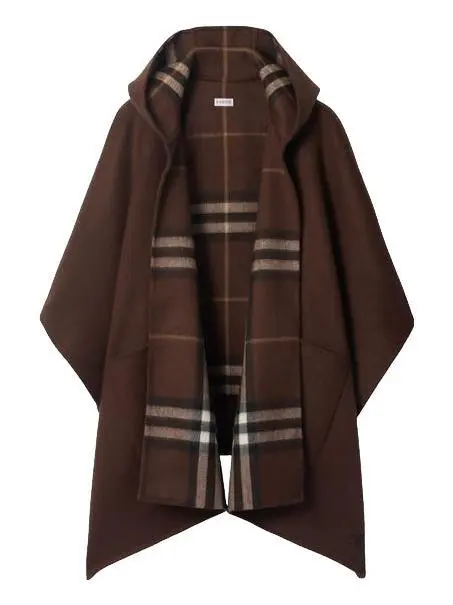 Burberry Ekd Cashmere Hooded Cape - Treacle Brown
